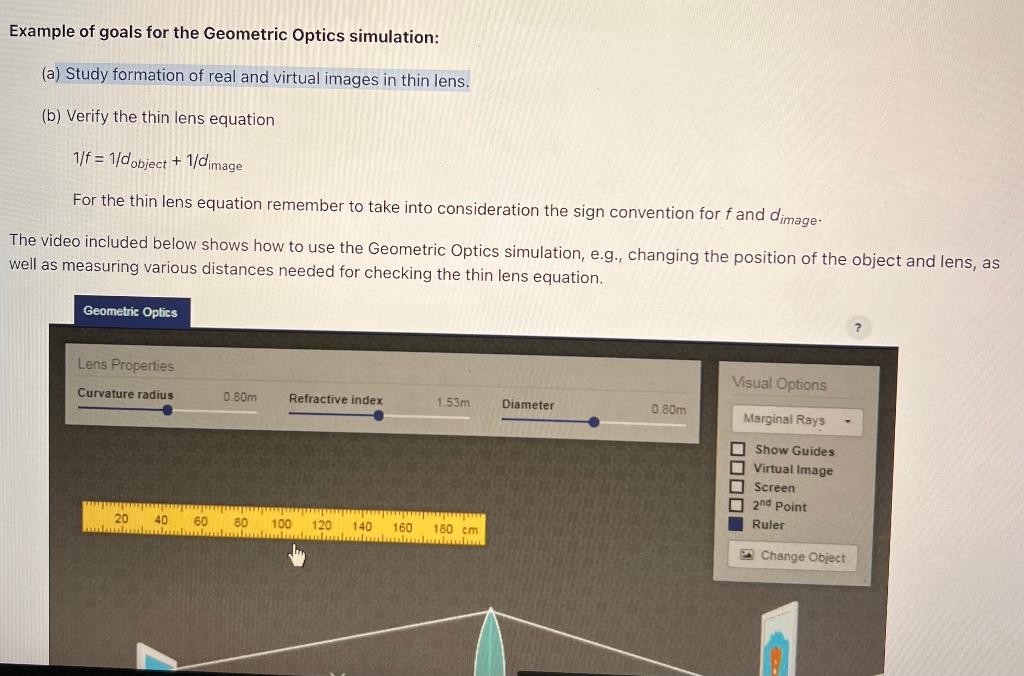 Solved Example of goals for the Geometric Optics simulation: | Chegg.com