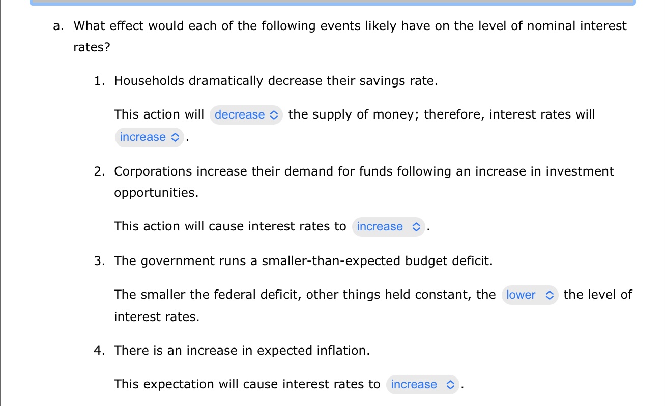 Solved a. What effect would each of the following events | Chegg.com