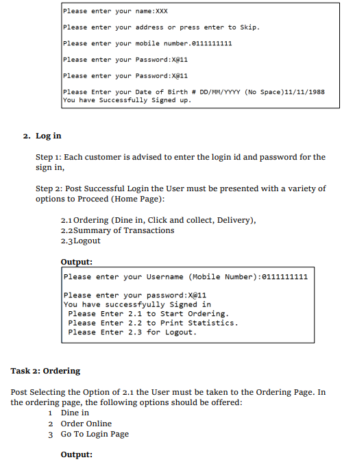 Solved Task 1. Signup/Login Process for Customers A user | Chegg.com