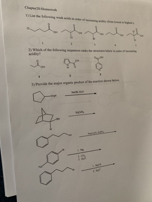Solved Chapter20-Homework 1) List the following weak acids | Chegg.com