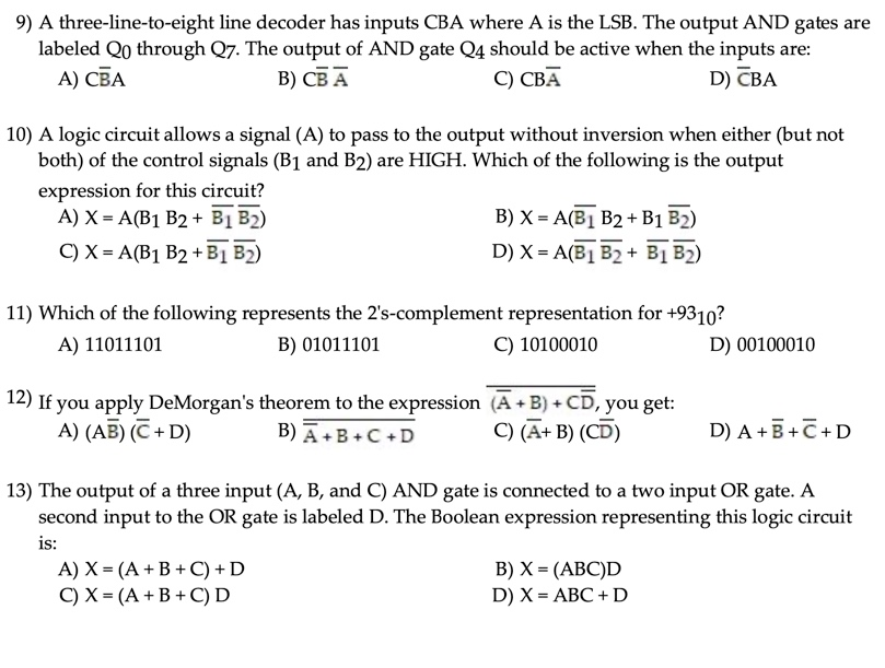 Solved 9) A three-line-to-eight line decoder has inputs CBA | Chegg.com