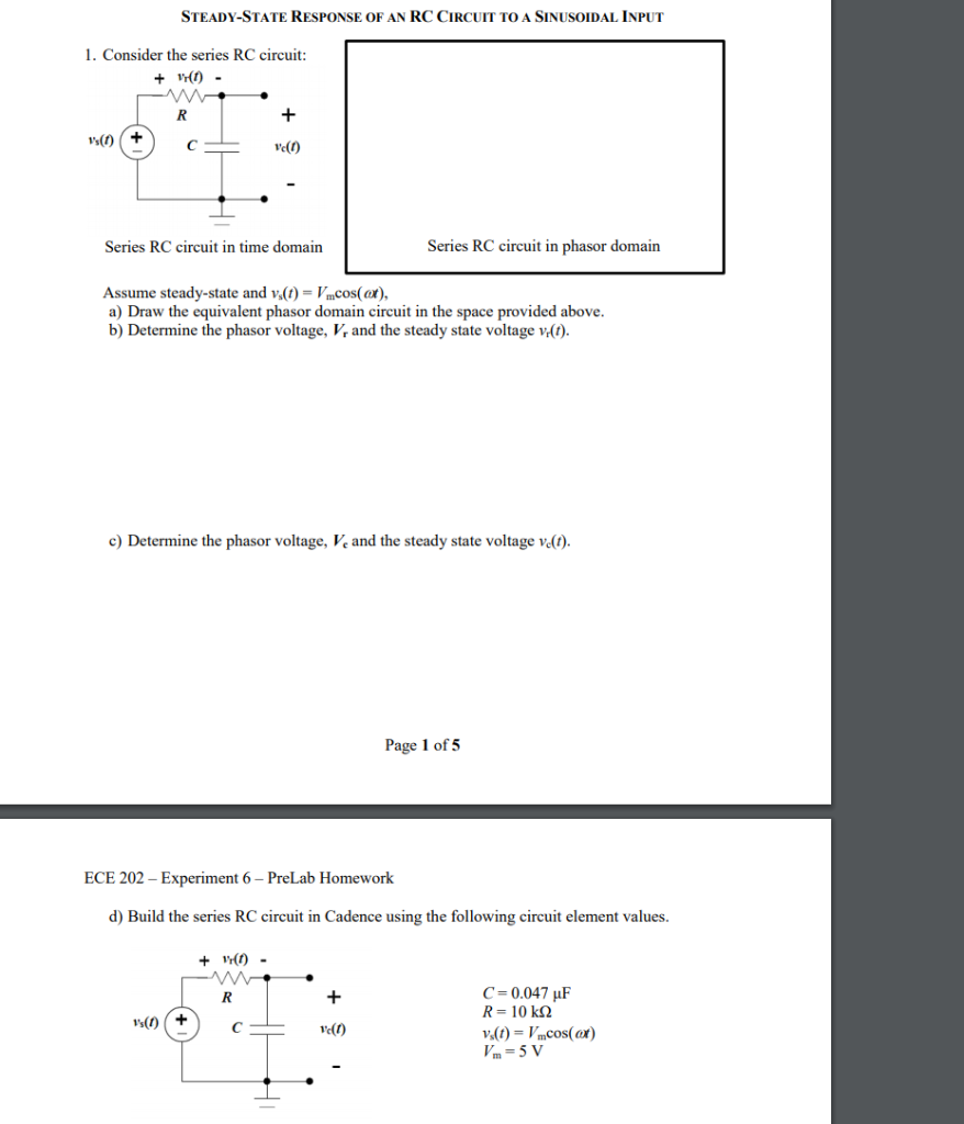 Solved STEADY-STATE RESPONSE OF AN RC CIRCUIT TO A | Chegg.com