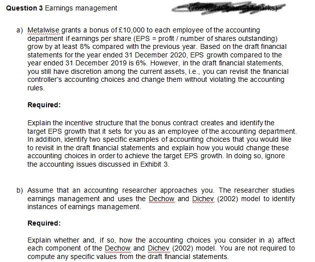 Solved Exhibit 1: Metalwise plc - draft financial statement | Chegg.com