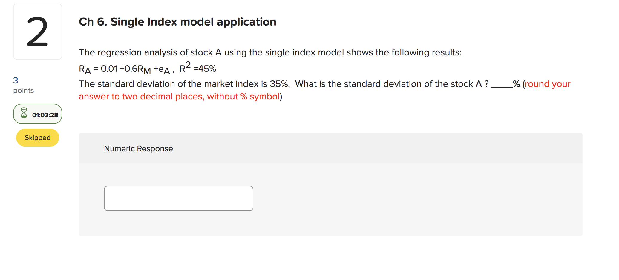 Solved Ch 6. Single Index model application 2 R2 =45% The | Chegg.com