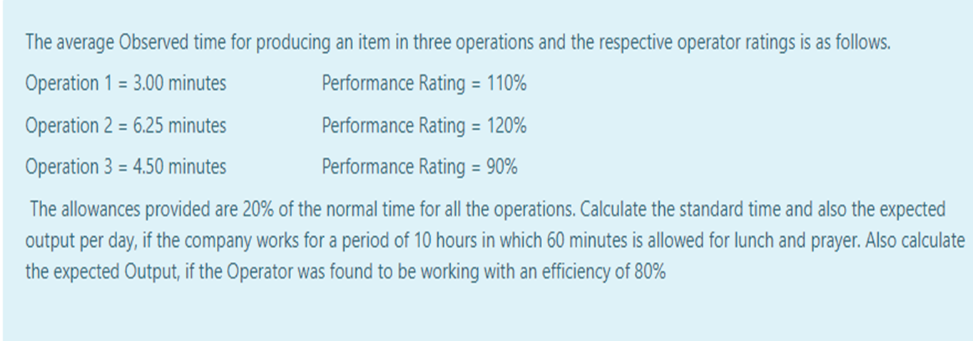 Solved The average Observed time for producing an item in | Chegg.com