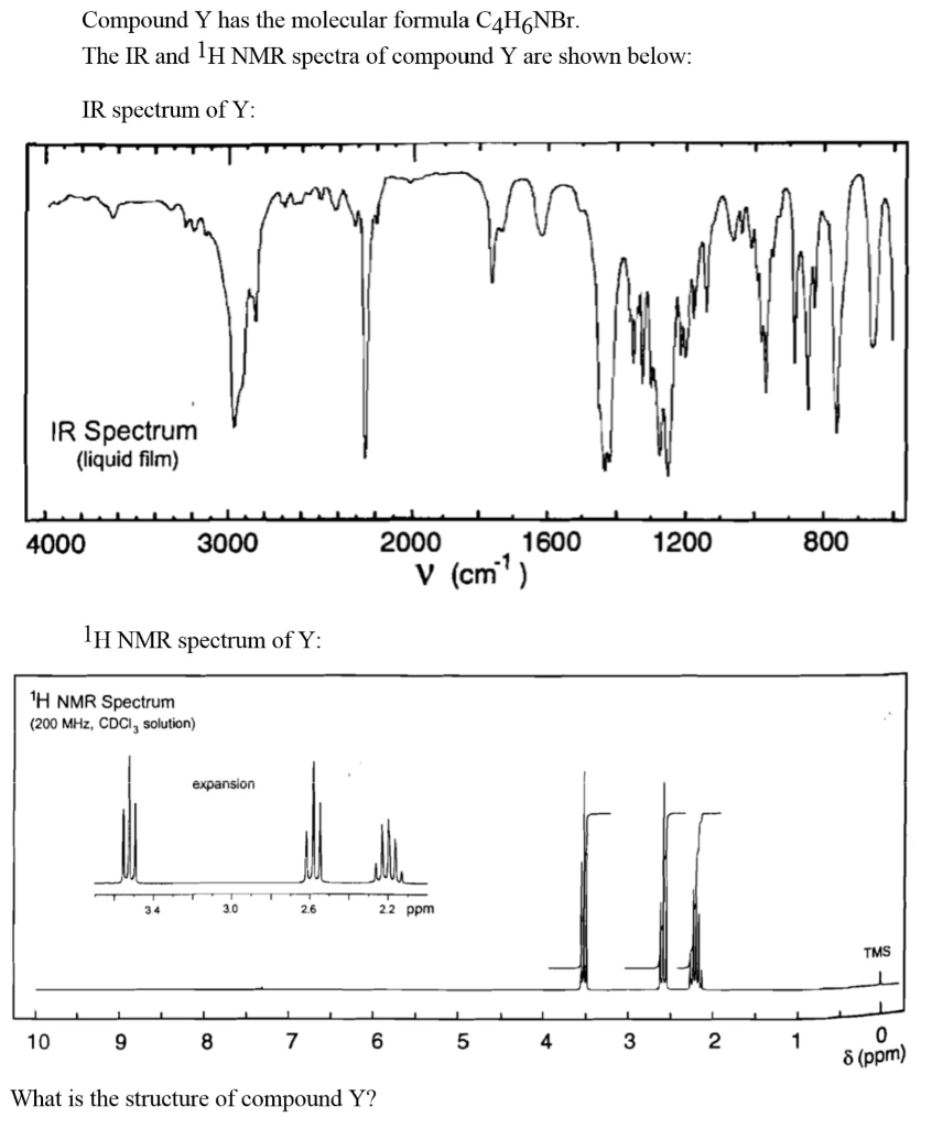 Solved Compound Y has the molecular formula C4H6NBr. The IR | Chegg.com