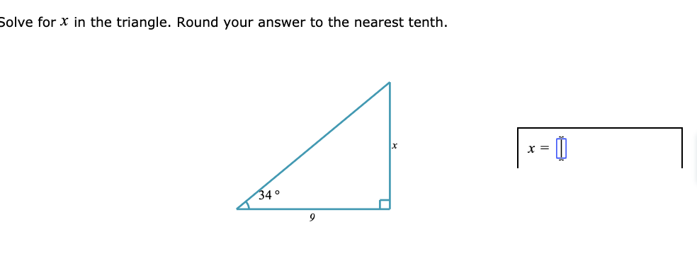 Solved Solve for x in the triangle. Round your answer to the | Chegg.com