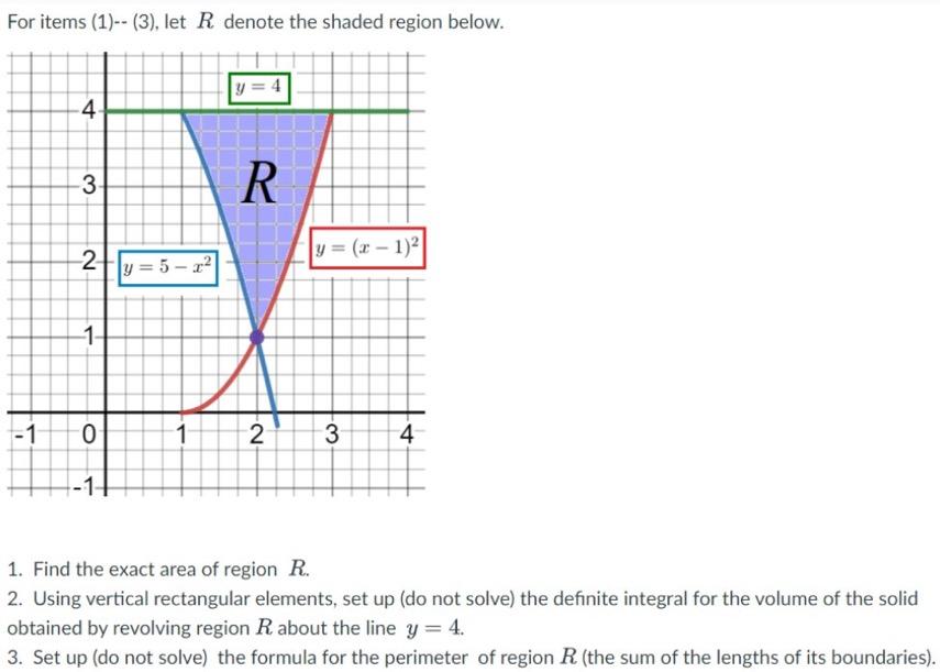 Solved For items (1)- - (3), let R denote the shaded region | Chegg.com