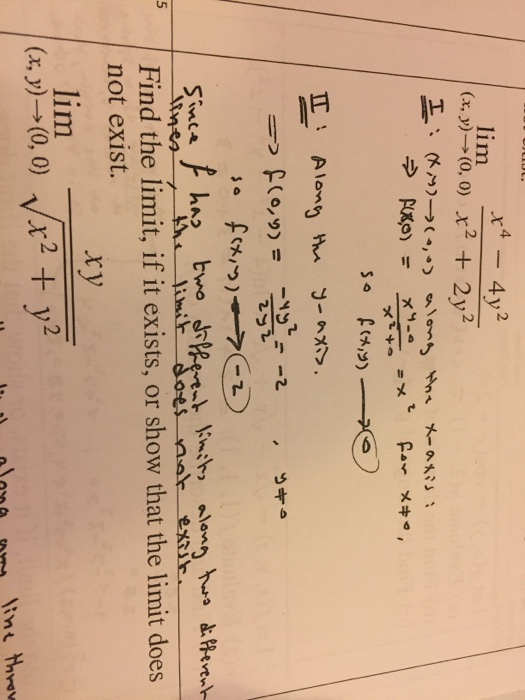 Solved lim_(x y) rightarrow (0 0) x^4 - 4y^2/x^2 + 2y^2 I | Chegg.com