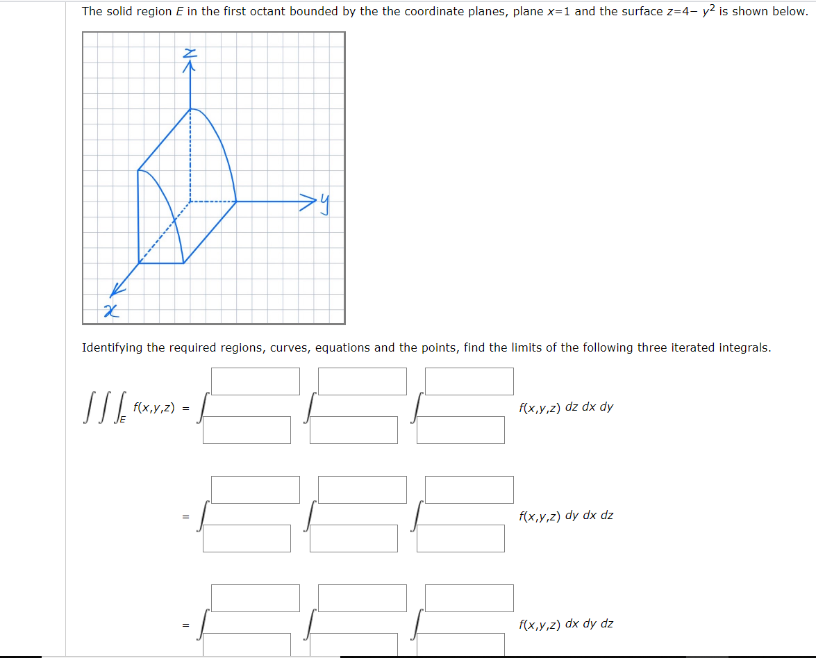 Solved The solid region E in the first octant bounded by the | Chegg.com