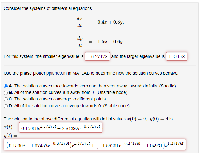 Solved Consider the systems of differential equations | Chegg.com