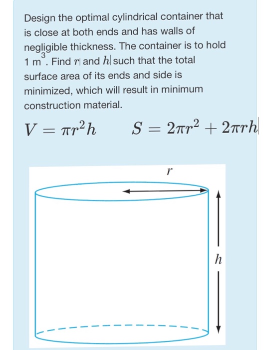 Solved Design the optimal cylindrical container that is | Chegg.com