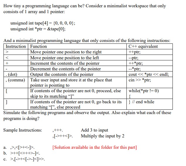 Solved How tiny a programming language can be? ﻿Consider a | Chegg.com