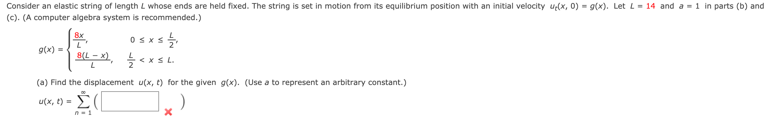 Solved Consider an elastic string of length L whose ends are | Chegg.com