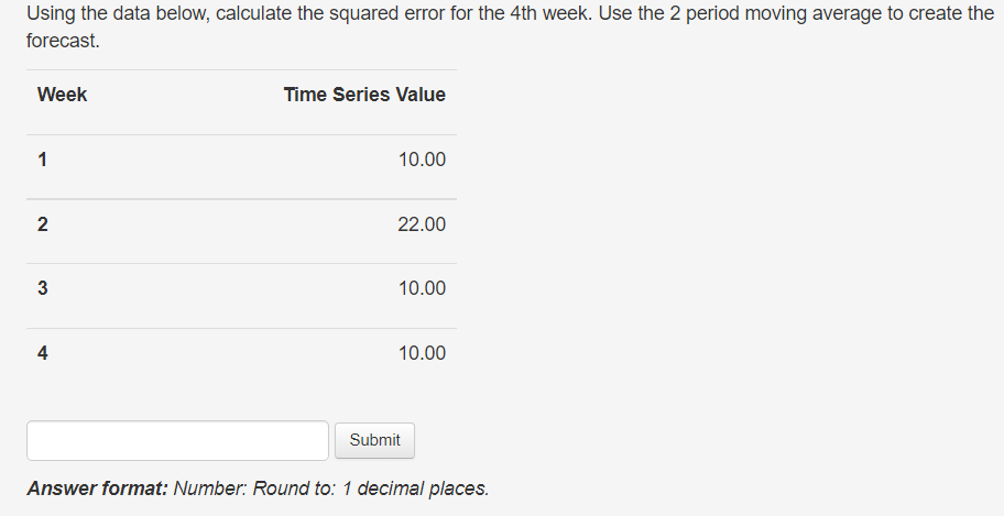 Solved Using the data below, calculate the squared error for | Chegg.com