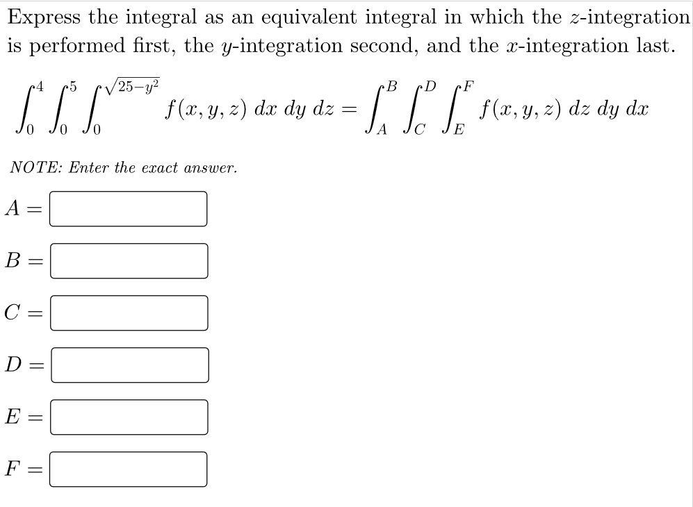 Solved Express the integral as an equivalent integral in | Chegg.com