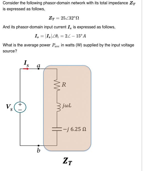 Solved Consider the following phasor-domain network with its | Chegg.com