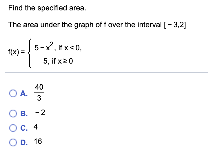 Solved Find the specified area. The area under the graph of | Chegg.com
