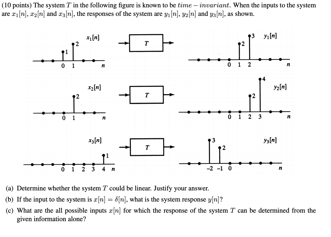 Solved (10 points) The system T in the following figure is | Chegg.com