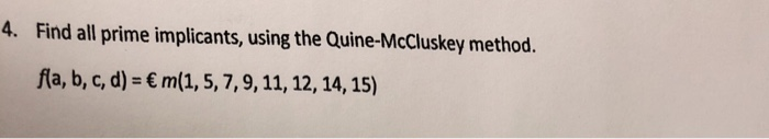 Solved 4. Find all prime implicants, using the | Chegg.com