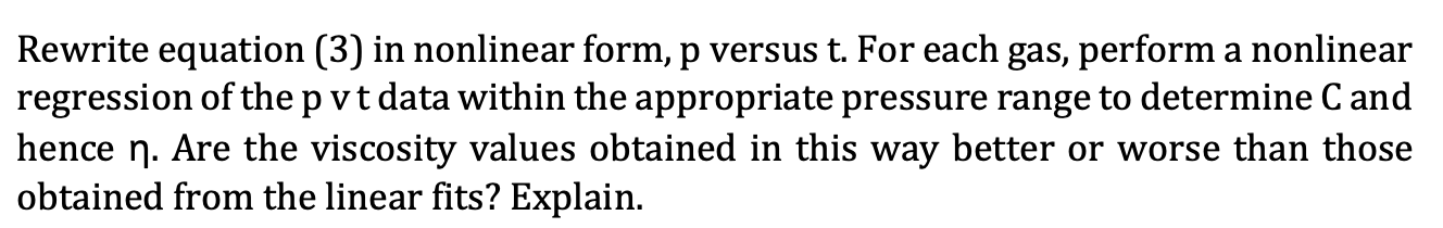 Solved Rewrite equation (3) in nonlinear form, p versus t. | Chegg.com