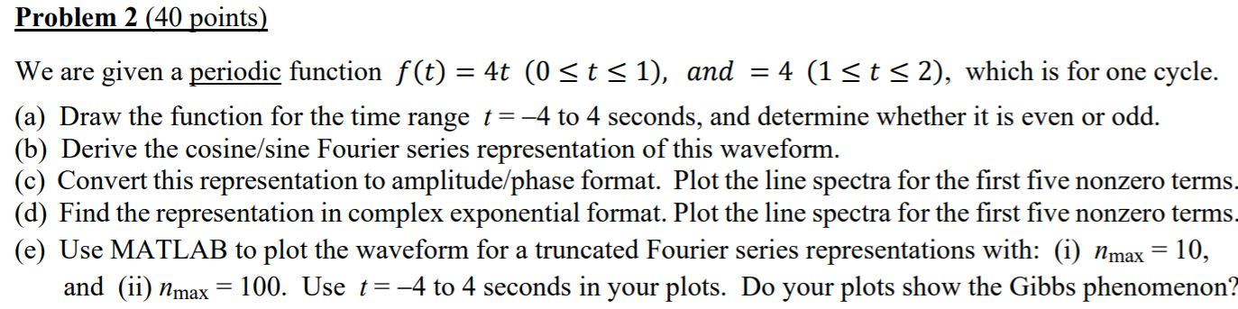 Solved Problem 2 (40 points) We are given a periodic | Chegg.com