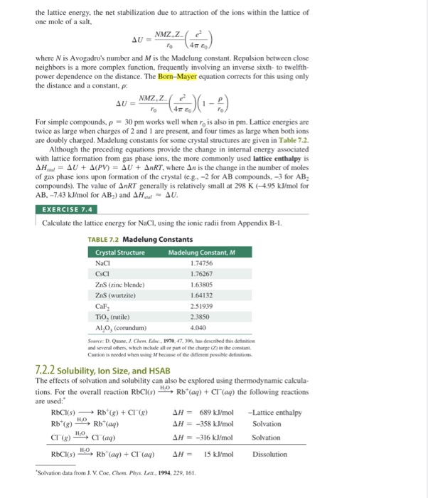 Solved 1. Using the Born-Mayer equation (the equation we | Chegg.com