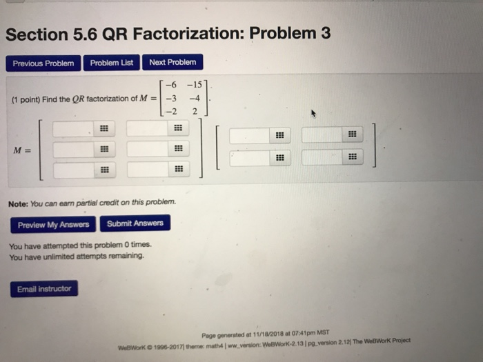 Solved Section 5 6 Qr Factorization Problem 3 Previous