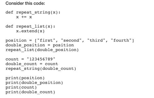 Solved Consider this code: def repeat_string(): X += x def | Chegg.com