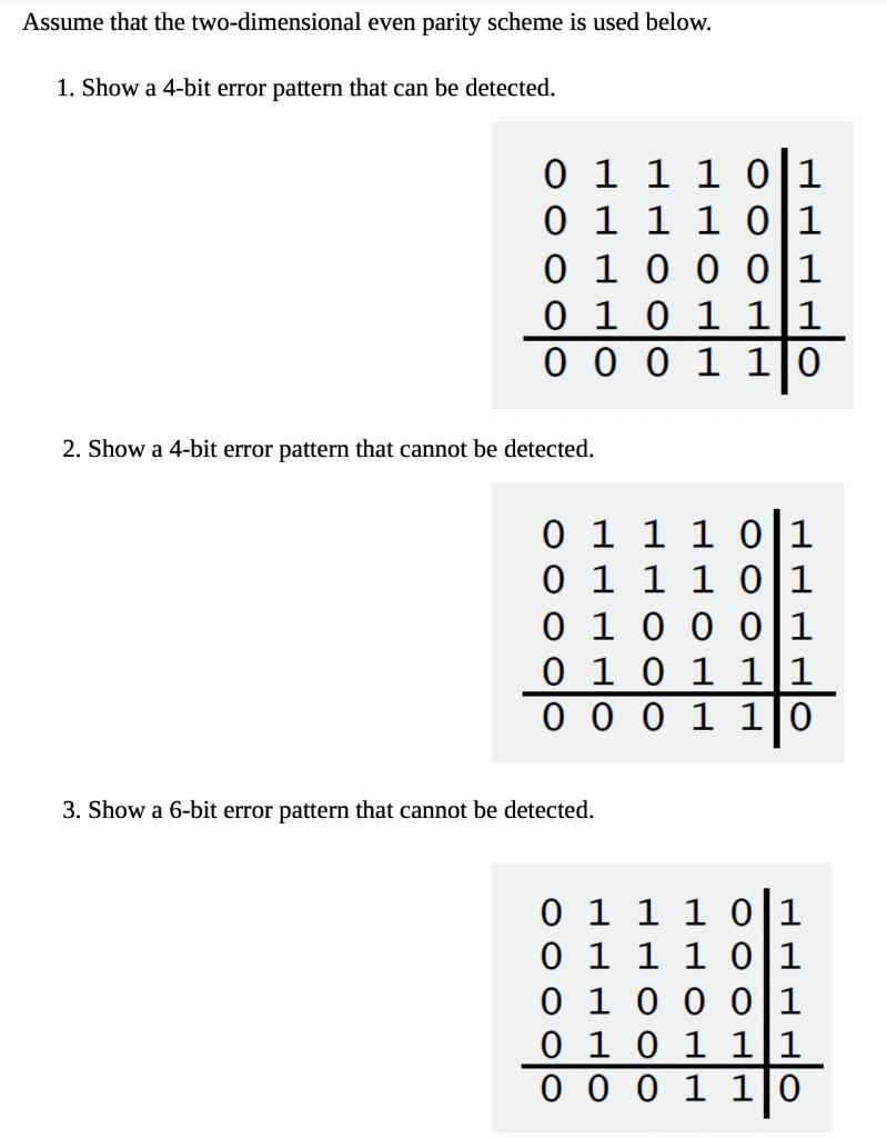 Solved Assume that the two-dimensional even parity scheme is | Chegg.com