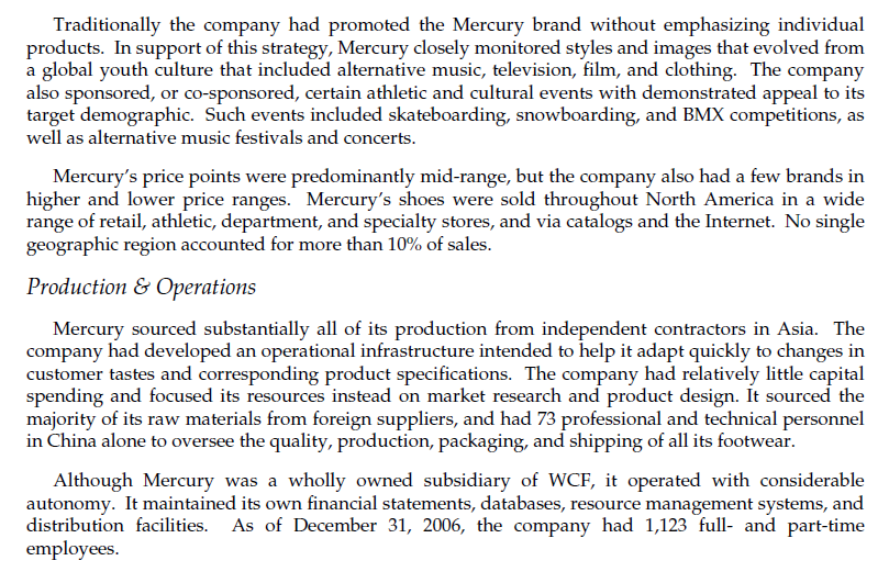 Solved Mercury Athletic Footwear: Valuing the Opportunity In | Chegg.com