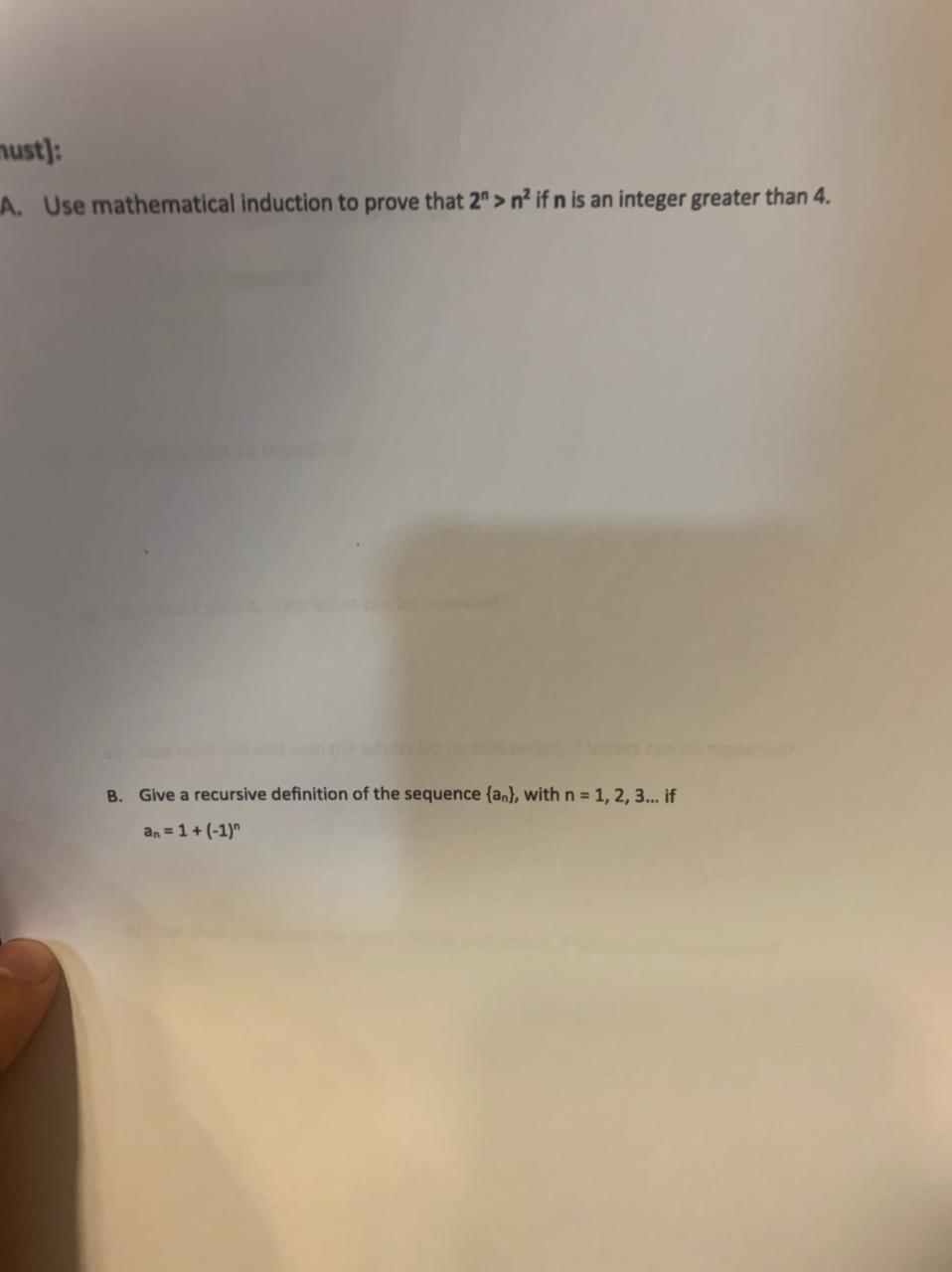 Solved hust]: A. Use mathematical induction to prove that | Chegg.com