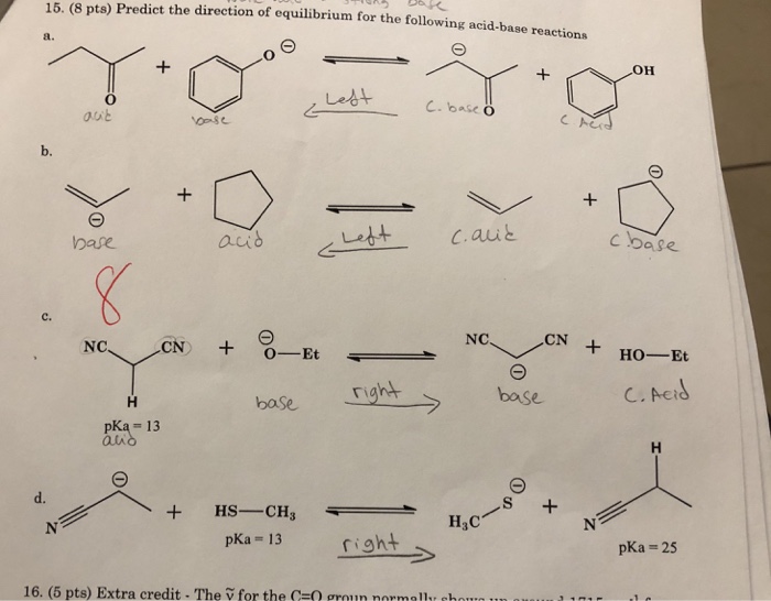 Solved 15. (8 pts) Predict the direction of equilibrium for | Chegg.com