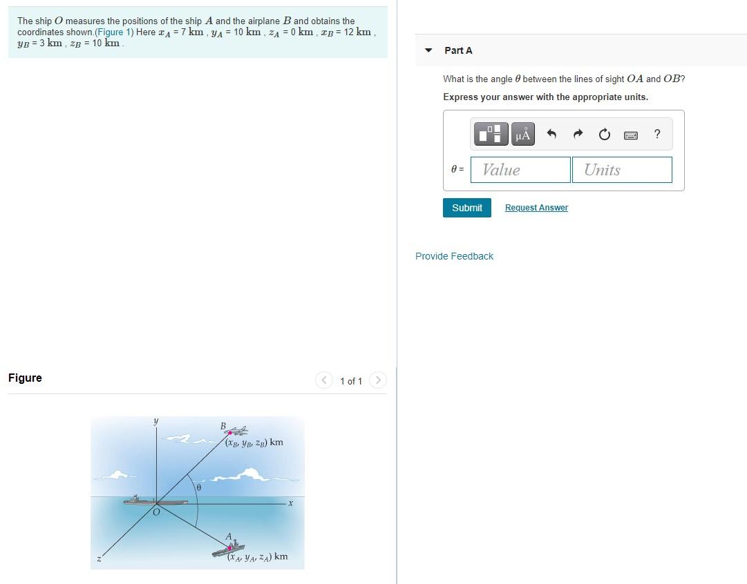 Solved The ship O measures the positions of the ship A and | Chegg.com