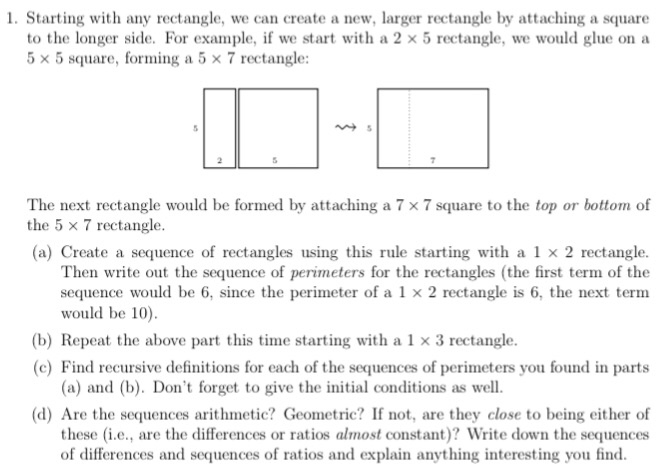 Solved 1. Starting with any rectangle, we can create a new, | Chegg.com