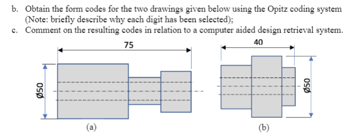 Solved b. Obtain the form codes for the two drawings given | Chegg.com