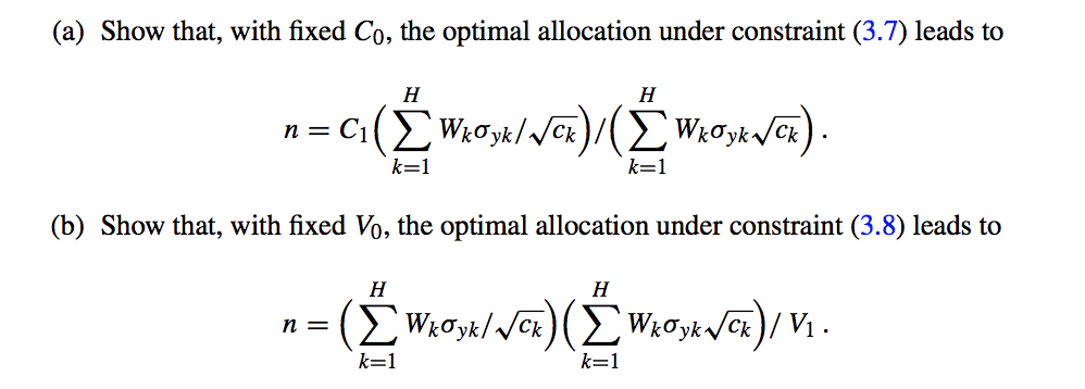 Solved 3.3 (Optimal Allocation with Fixed C0 or V0) The | Chegg.com