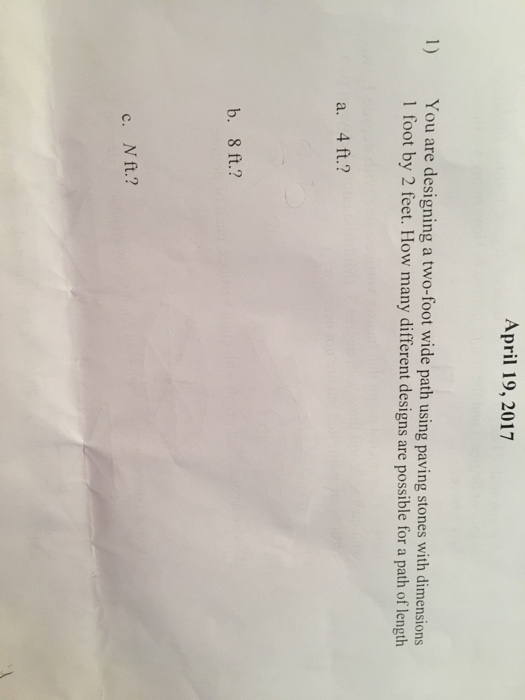 Solved You are designing a two-foot wide path using paving | Chegg.com