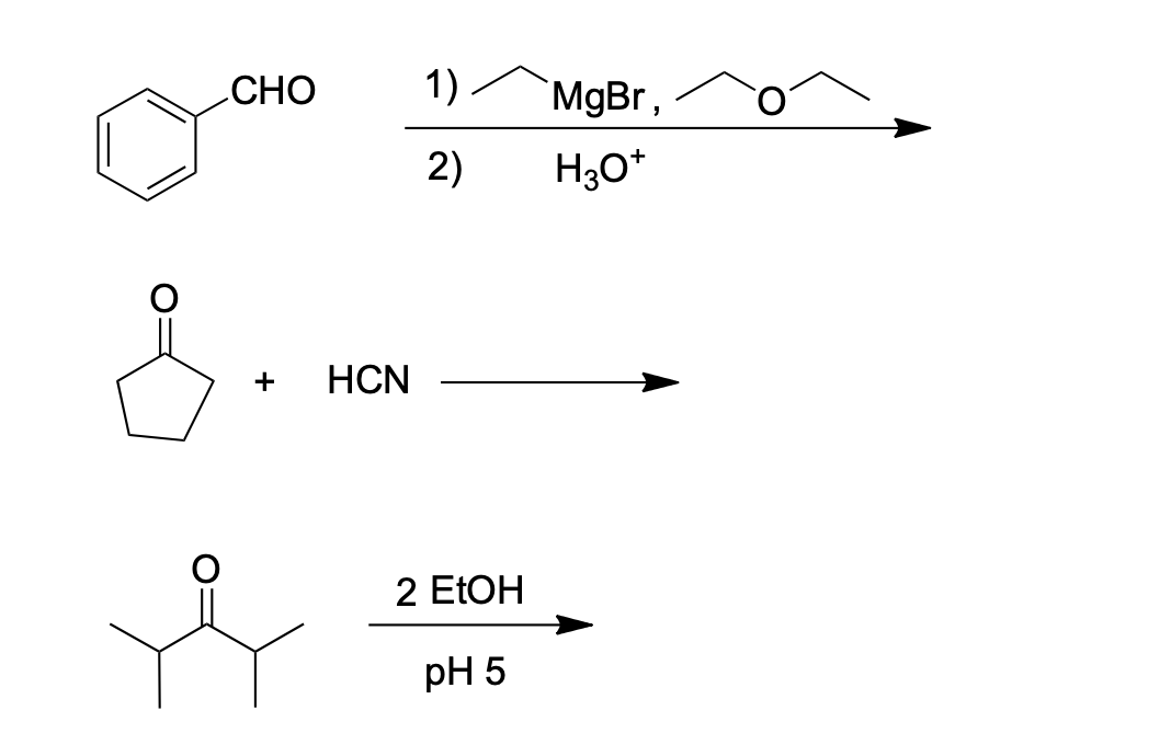 Solved 1) MgBr,∧O⋀ 2) H3O+ +HCN | Chegg.com