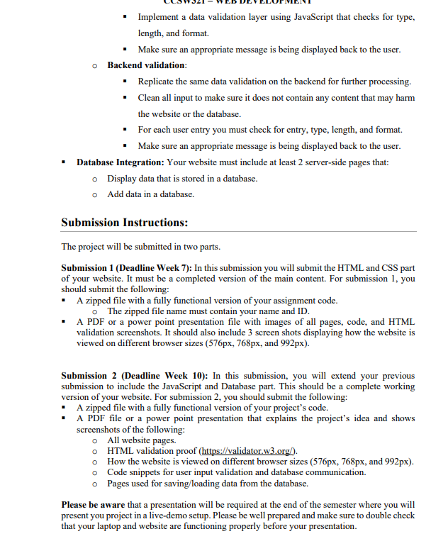Solved General Requirements Your website must include all | Chegg.com