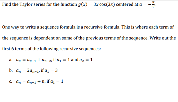 Solved Find the Taylor series for the function g(x) = 3x | Chegg.com