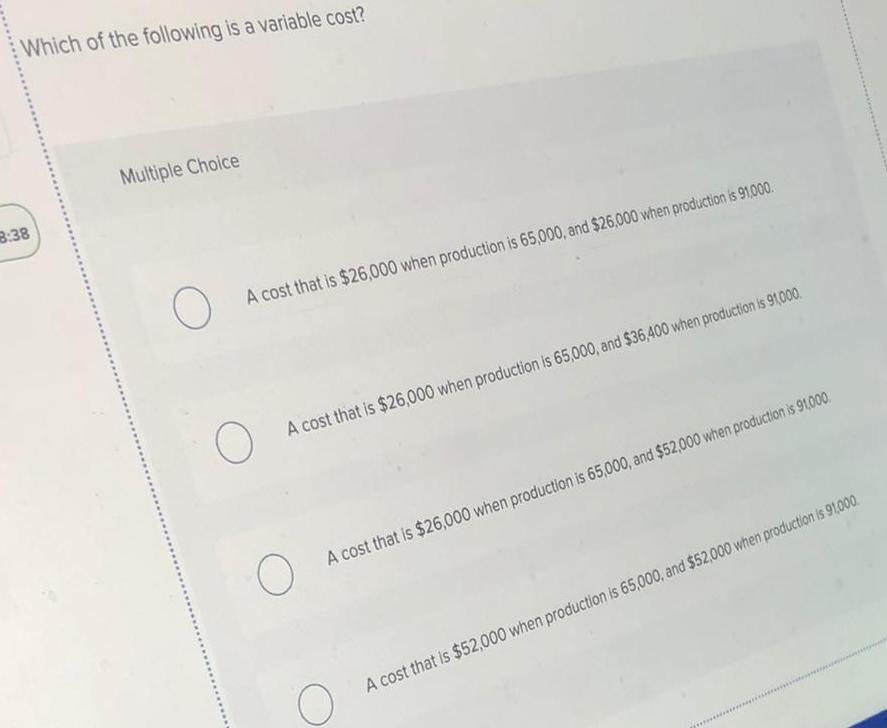 Solved Which of the following is a variable cost? Multiple | Chegg.com