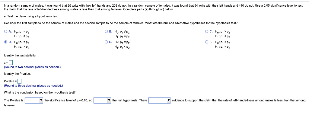 Solved In a random sample of males, it was found that 26 | Chegg.com