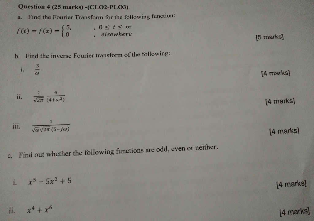 Solved Question 4 (25 marks) -(CLO2-PLO3) a. Find the | Chegg.com