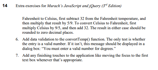 Solved 13 Extra exercises for Murach's JavaScript and jQuery | Chegg.com