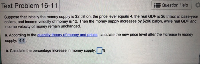 Solved Text Problem 16-11 EQuestion Help Suppose that | Chegg.com Solved Text Problem 16-11 EQuestion Help Suppose that | Chegg.com