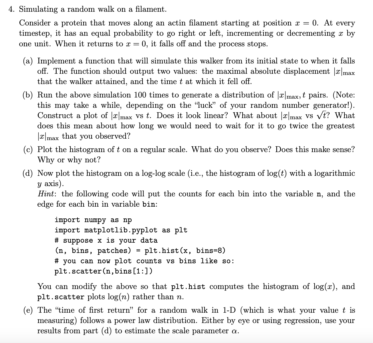 Solved Simulating a random walk on a filament in Sage | Chegg.com