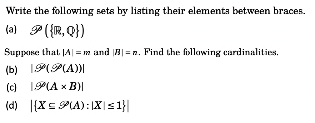 Solved Write the following sets by listing their elements | Chegg.com