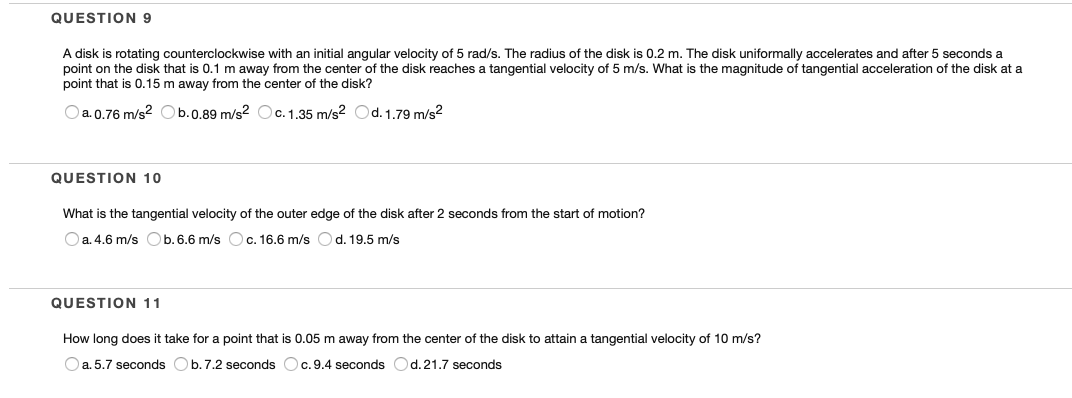 Solved QUESTION 9 A disk is rotating counterclockwise with | Chegg.com