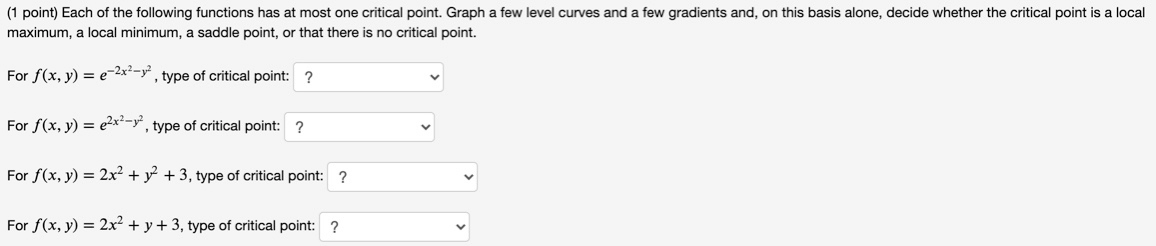 Solved (1 point) Each of the following functions has at most | Chegg.com